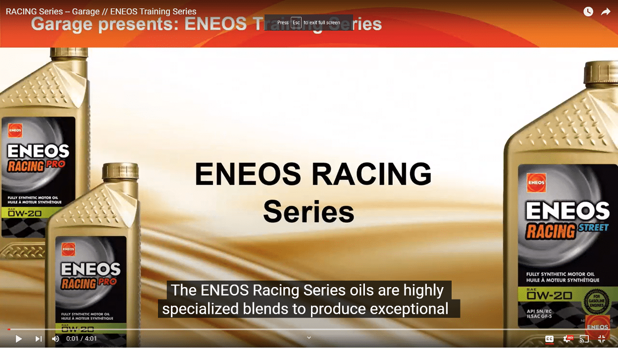 ENEOS Training Series: ENEOS RACING Series Motor Oil